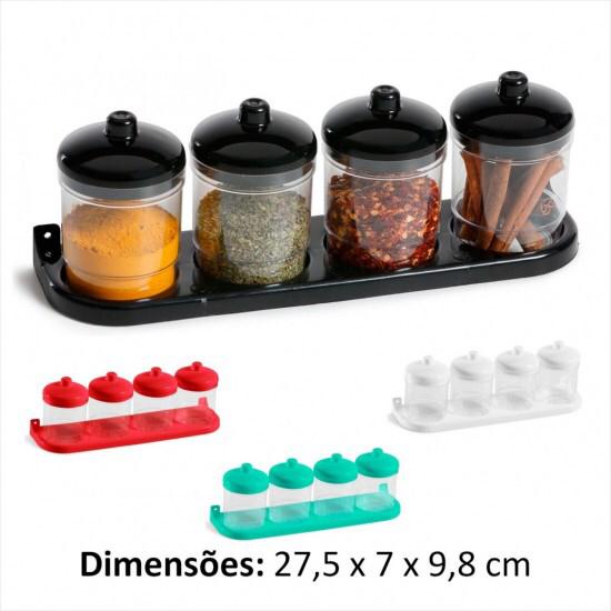 Kit 4 Porta Condimentos Com Base /temperos Ideal Para Balcão Ou Fixação ...