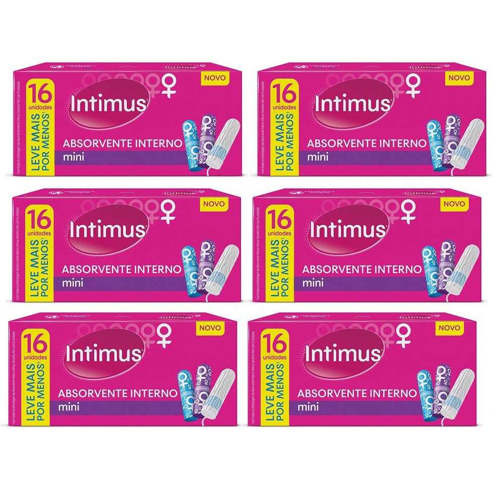 Kit Com 6 Absorvente Interno Intimus Mini Com 16 Unidades | Shopee Brasil