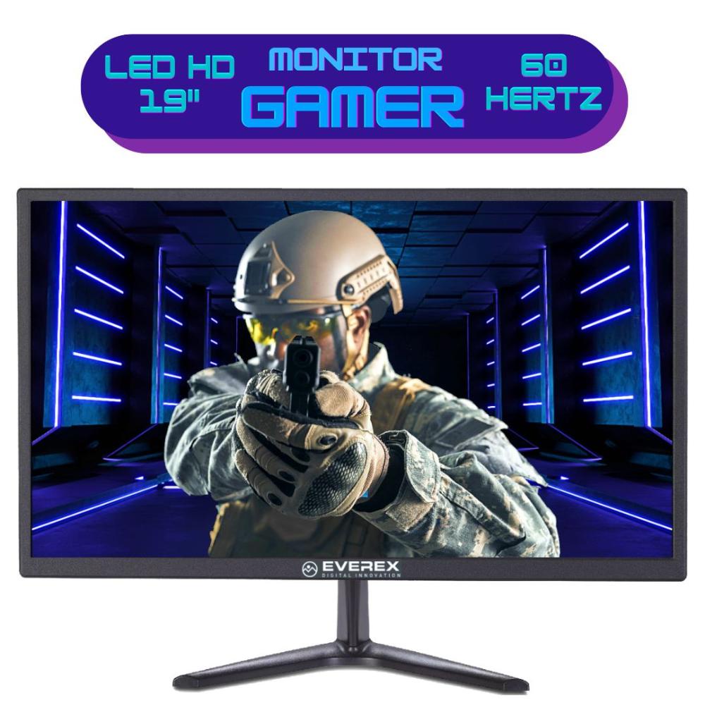 Monitor Gamer 19" LED HD 60 Hz + HDMI e VGA - EVEREX | Shopee Brasil