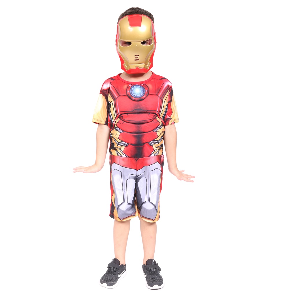 Fantasia Curta Homem de Ferro + Máscara Plástica Heróis Iron Man ...