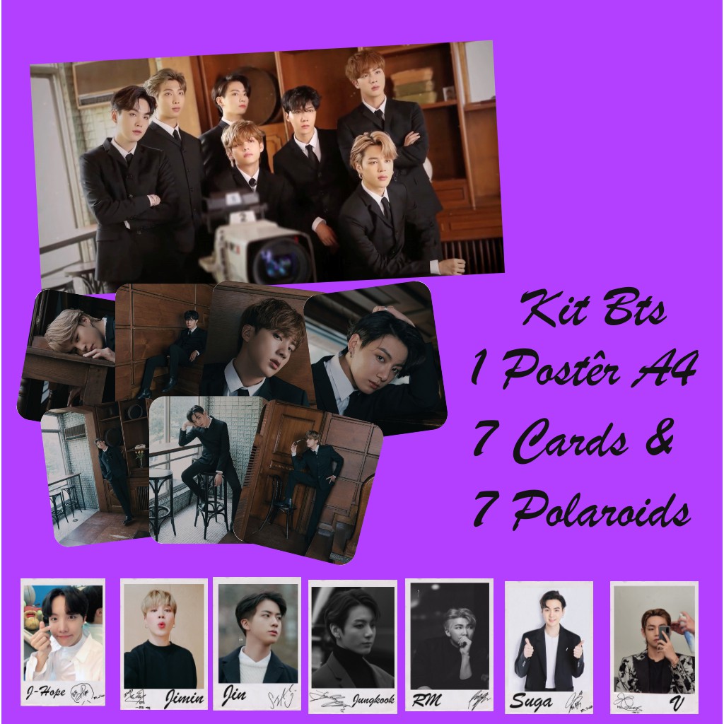 Kit Kpop BTS - Pôster A4 + 7 Polaroids + 7 Cards | Shopee Brasil
