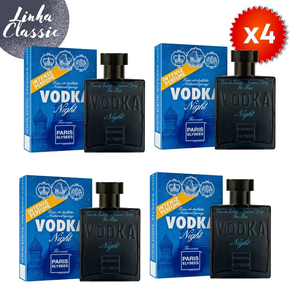 Kit c/ 4 Perfume Vodka Night Paris Elysees Original | Shopee Brasil