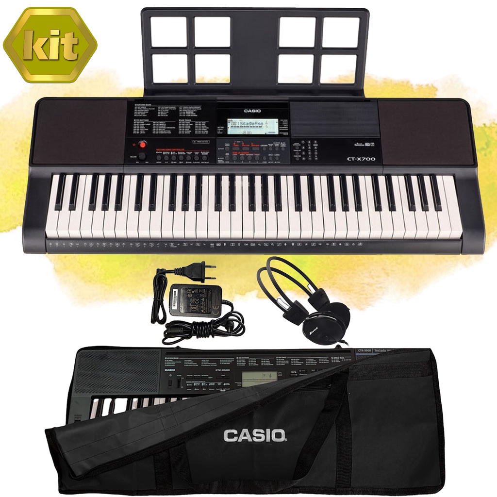 Kit Teclado Teclado Casio CTX700 Musical 5/8 Com Capa Preta + Fone ...