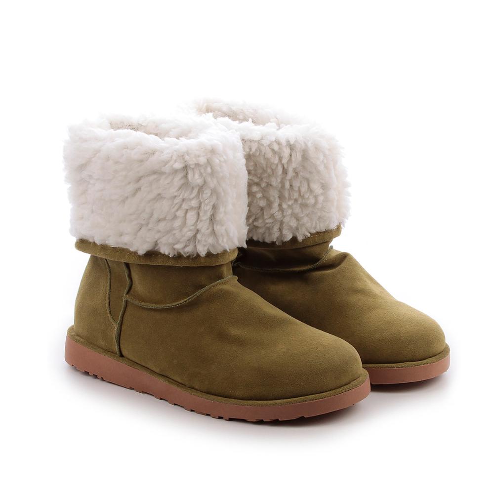 Bota de Pelos Feminina Forrada Quentinha Frio Neve Inverno Verde ...