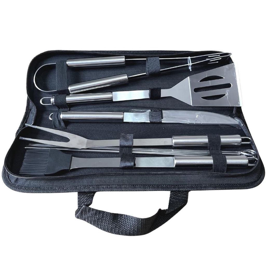 Kit Churrasco Inox c/ 5pcs + Bolsa | Shopee Brasil