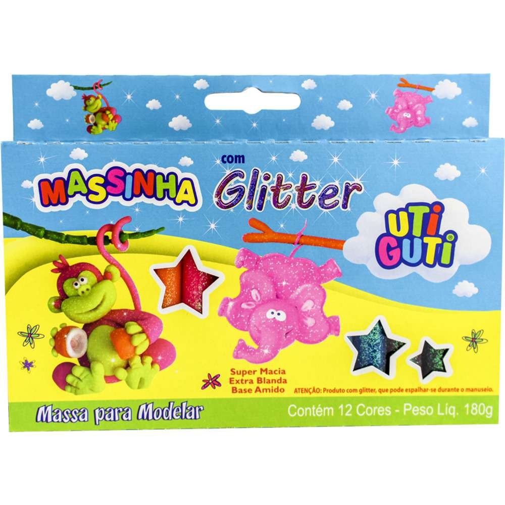 Massa para Mdelar 180g com 12 cores Gliter Uti Guti Licyn | Shopee Brasil