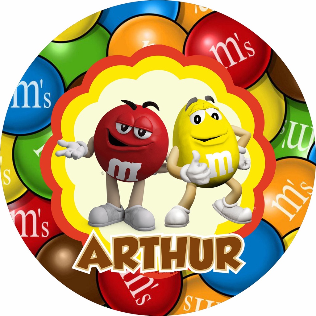 Painel redondo Tema M&M Festa decoração 1,00x1,00 - Lona ...