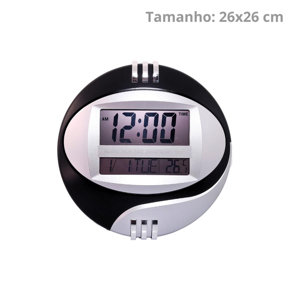 Relógio Digital de Parede e Mesa Redondo 26x26 cm | Shopee Brasil