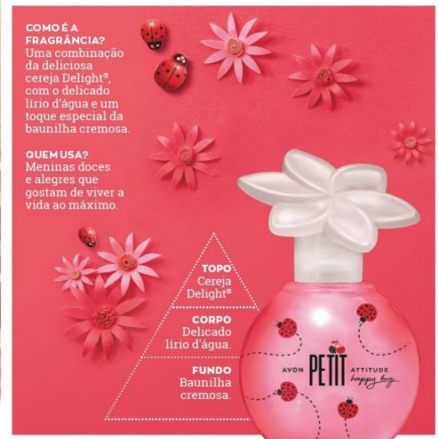 Avon Colônia Perfume Feminino Petit Attitude Happy Bug joaninha Avon 50 ...