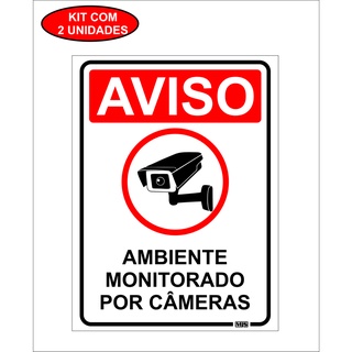 Placa Sinalização Aviso Ambiente Monitorado Por Câmeras Pvc | Shopee Brasil