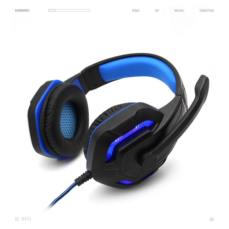Headset Gamer Komc G311 -Preto e azul | Shopee Brasil