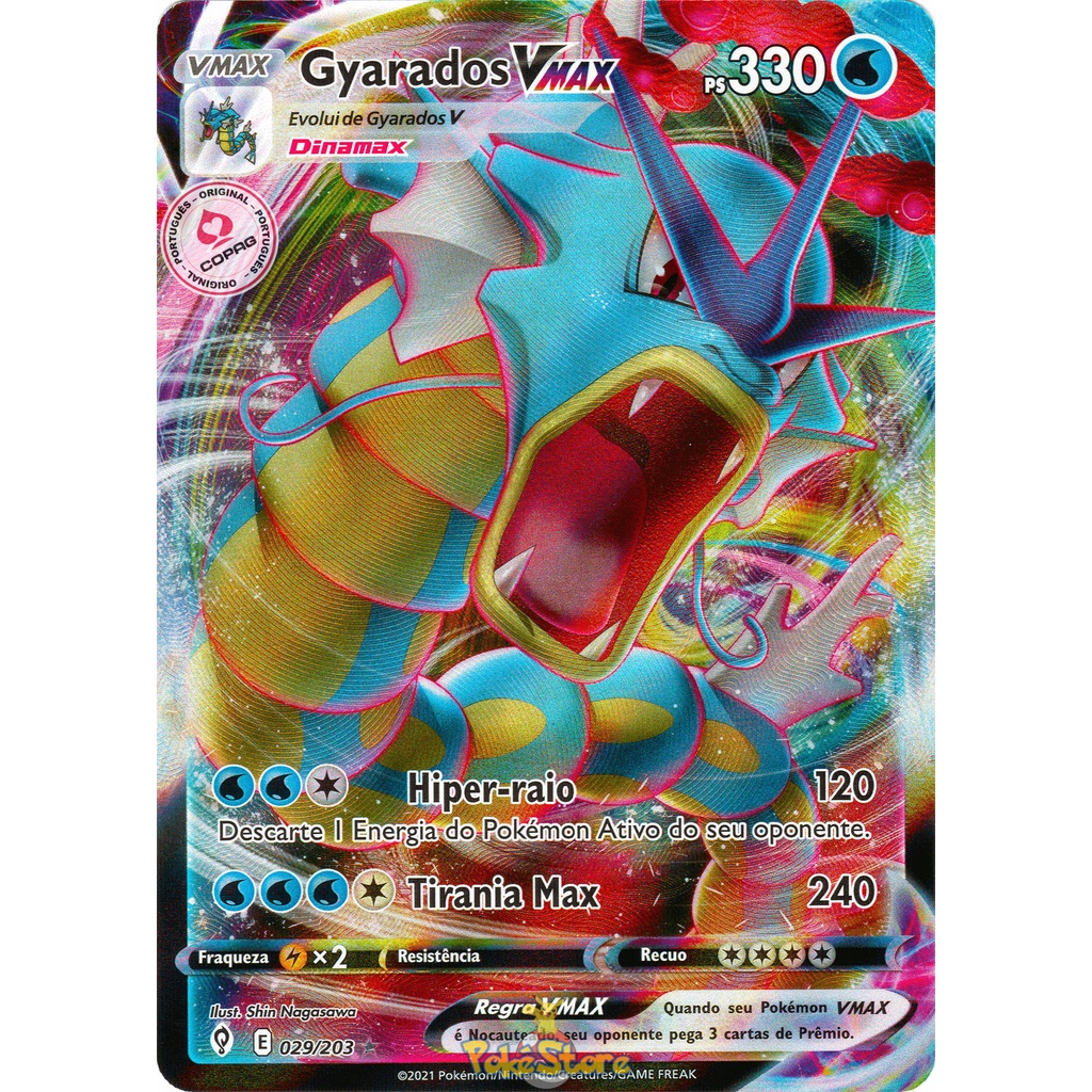 Carta Pokemon Gyarados VMAX Português 029/203 Card Original Copag Céus ...