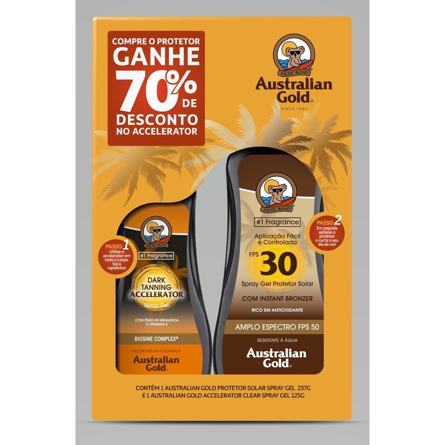 Kit Australian Gold Protetor Solar Corporal FPS 30 com 237ml ...