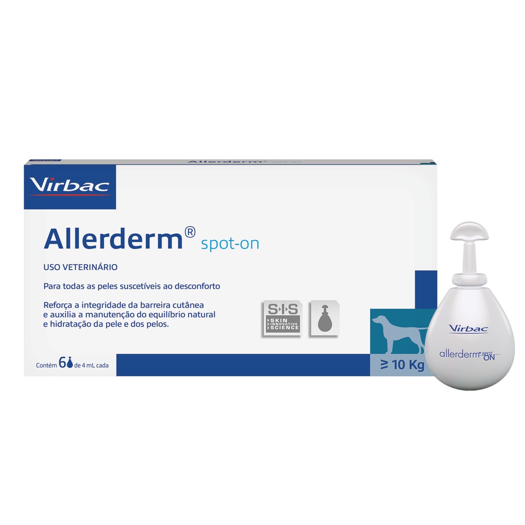Allerderm sis 2ml 6 pipetas 10kg, dermatite atopica em caes | Shopee Brasil
