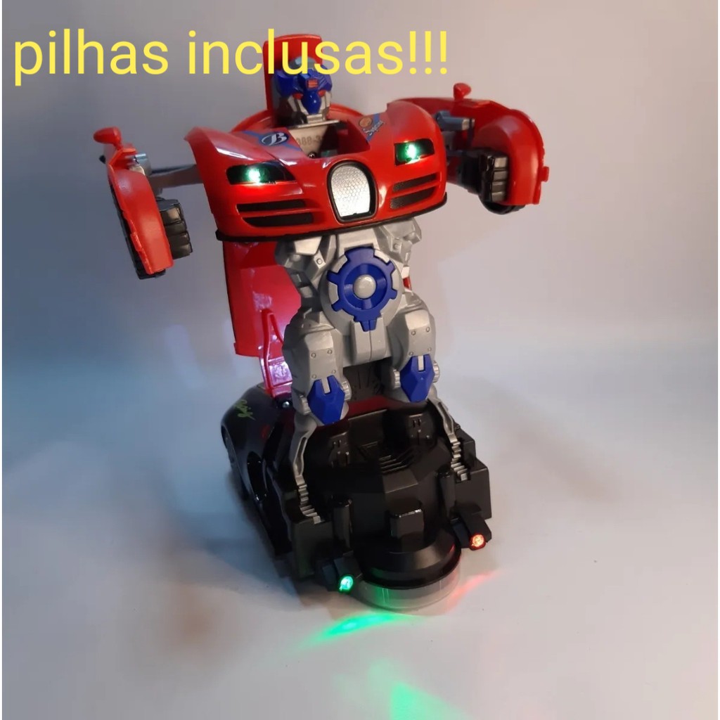 Carro Vira Robô modelo bugatti Transformers bate e volta com som e luz ...