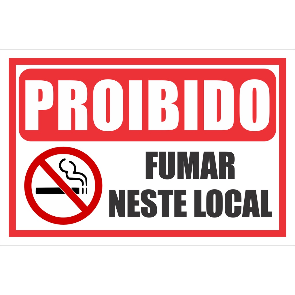 Placa de PVC Proibido fumar neste local 20x30 | Shopee Brasil