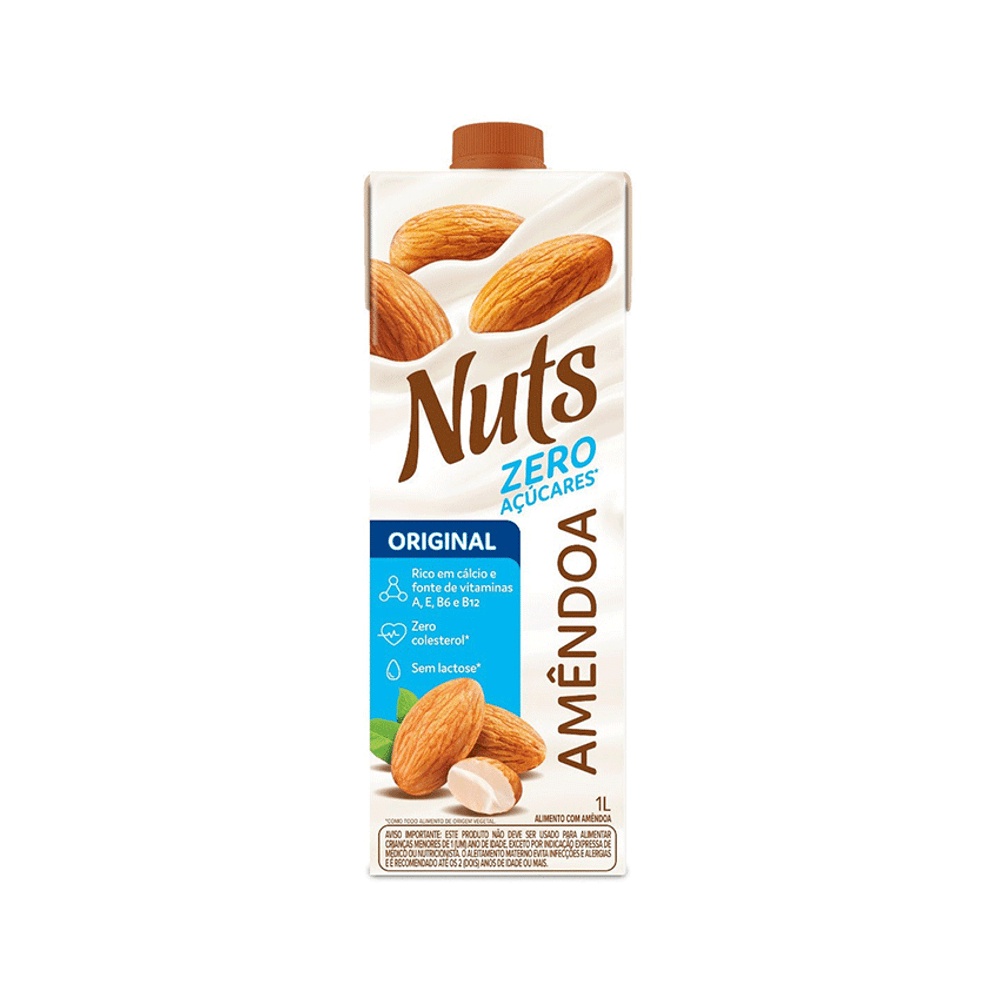Leite De Amêndoa Nuts Zero Açúcar Bebida Vegetal De Amendoas 1 Litro