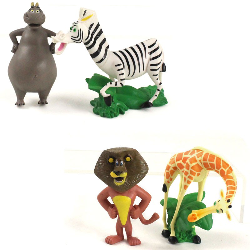 4 Pçs/Lote Filmes & TV Madagascar Alex Gloria Marty Melman PVC Action ...