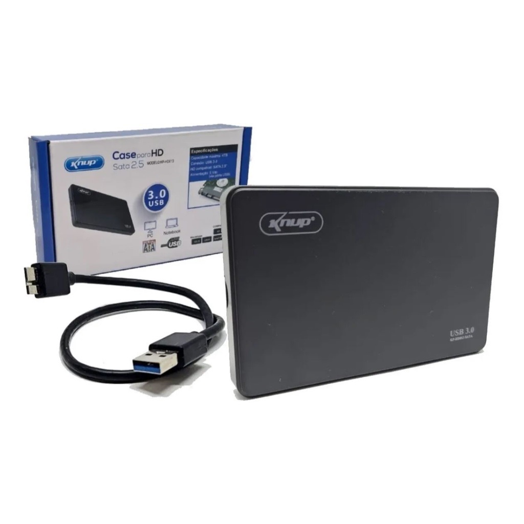 Case Hd 2.5 Externo Gaveta Slim Usb 3.0 Ultra Sata Notebook Pc Knup KP-HD013 | Shopee Brasil