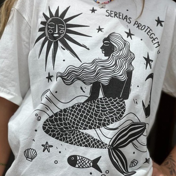 Camiseta Sereias Protegem o Mar - Escolha a Cor | Shopee Brasil