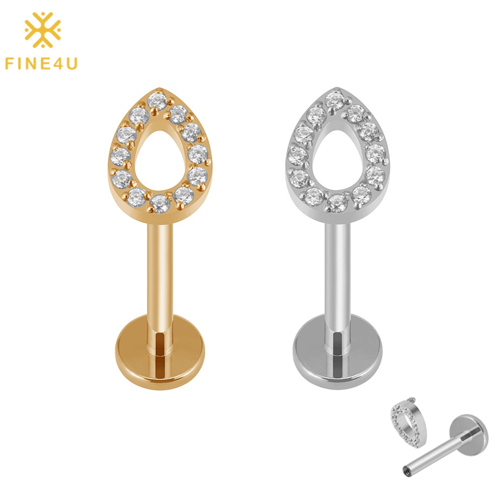 FINE4U Piercing Titânio Teardrop Labret Orelha Helix Stud Cartilagem ...