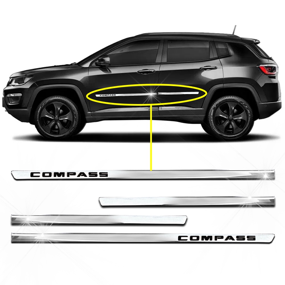 Jogo Friso Lateral Slim Cromado Jeep Personalizado Compass 2016 2017 ...