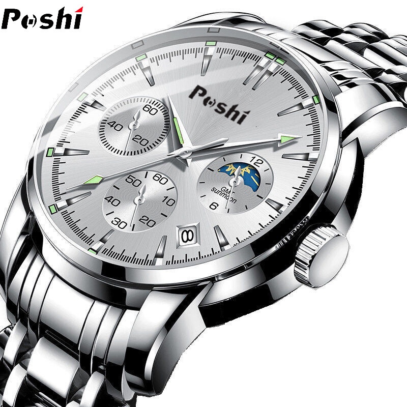 Original POSHI Da Moda Masculina Relógios De Aço Inoxidável De Alta ...