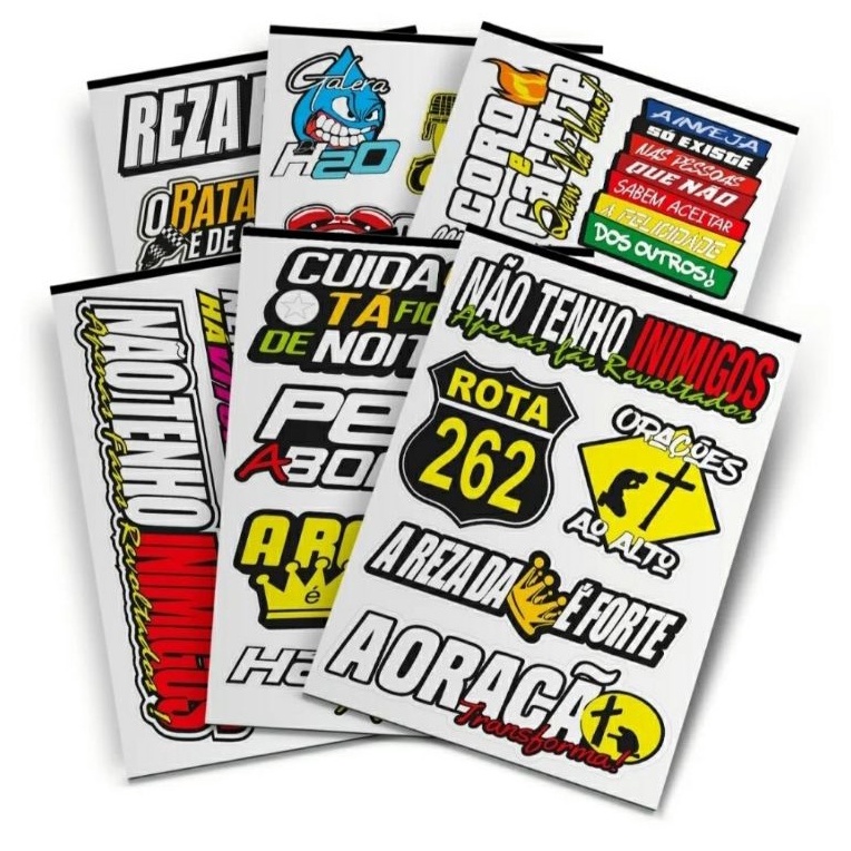 Kit 6 Super Cartelas De Adesivos Carro Moto Caminhão Bike 01 | Shopee Brasil