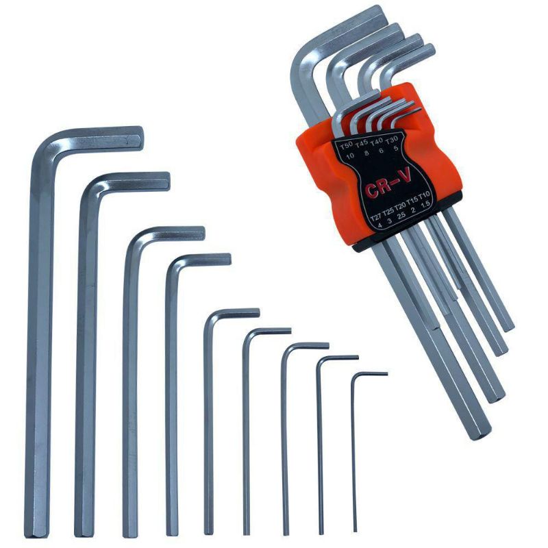 Jogo de Chave Allen Tipo L Profissional T10 a T50 Com Suporte 9 Peças ...