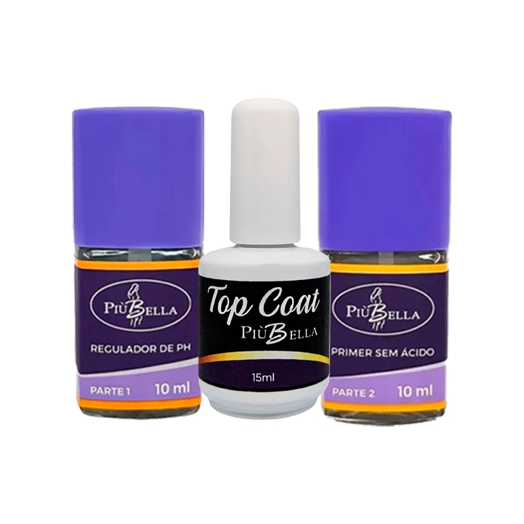 Regulador De Ph Primer Sem Acido Top Coat Kit Piu Bella - Preparadores ...