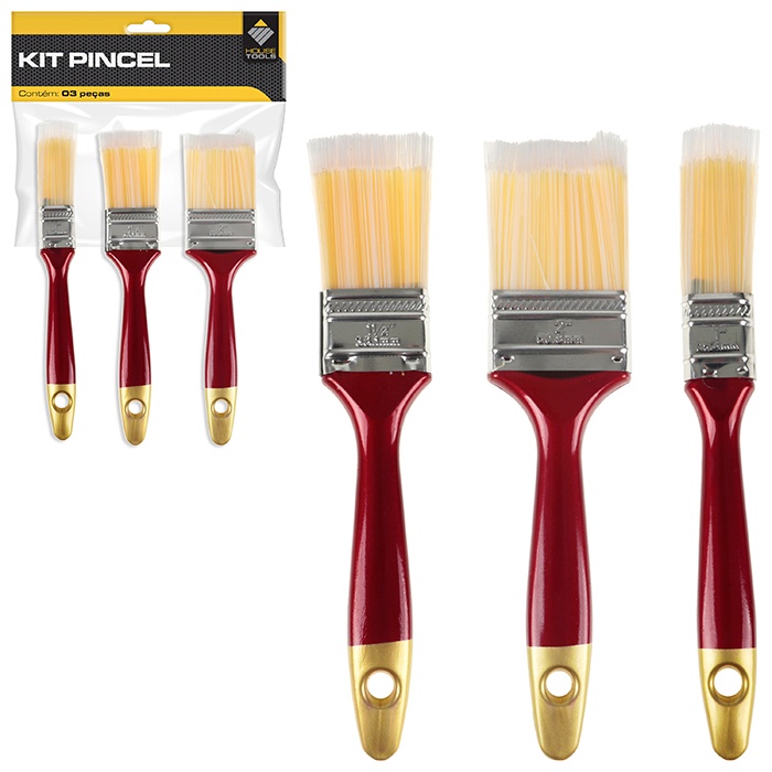 Kit Pincel Pintura 3 peças Nylon Cabo Plástico | Shopee Brasil