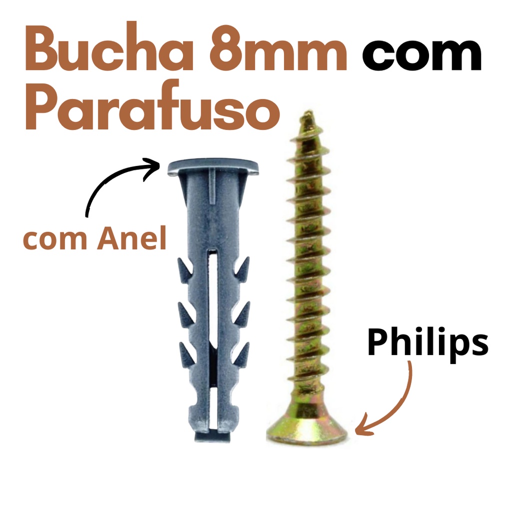 Kit Bucha 8mm com Parafuso 8 Kit Parafusos 8 e Buchas com Anel Aba ...