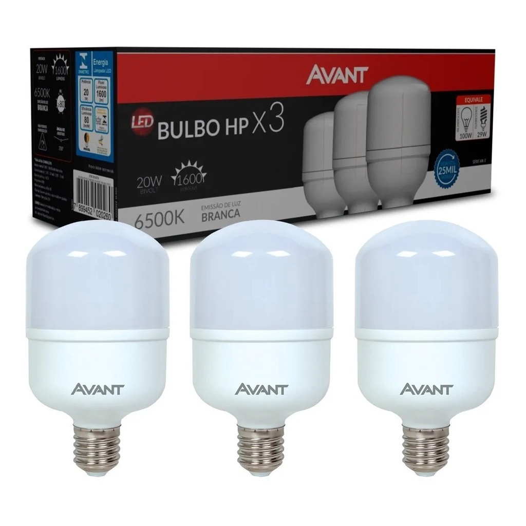 Kit/Pack C/3 Lampadas 20W AVANT | Shopee Brasil