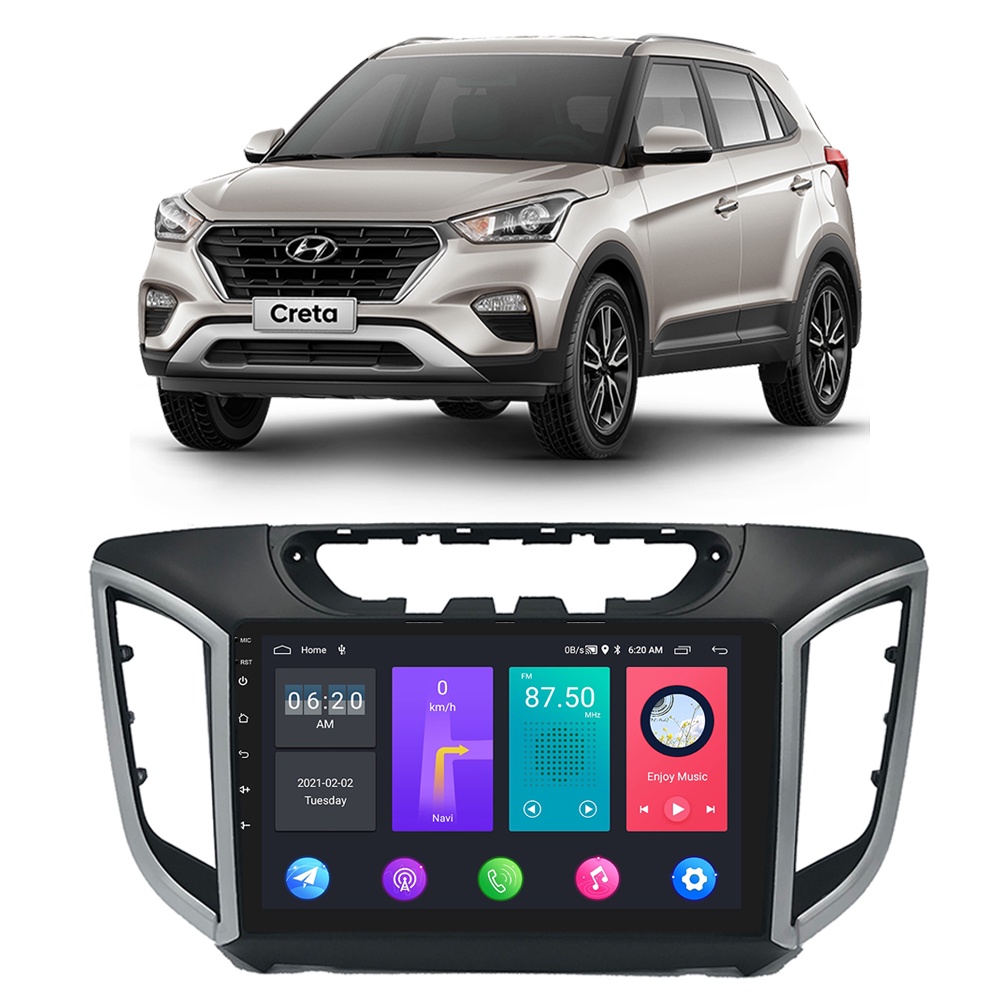 Kit Central Multimidia Android Creta 2016 2017 2018 2019 2020 2021 9 Polegadas Tv Online GPS ...