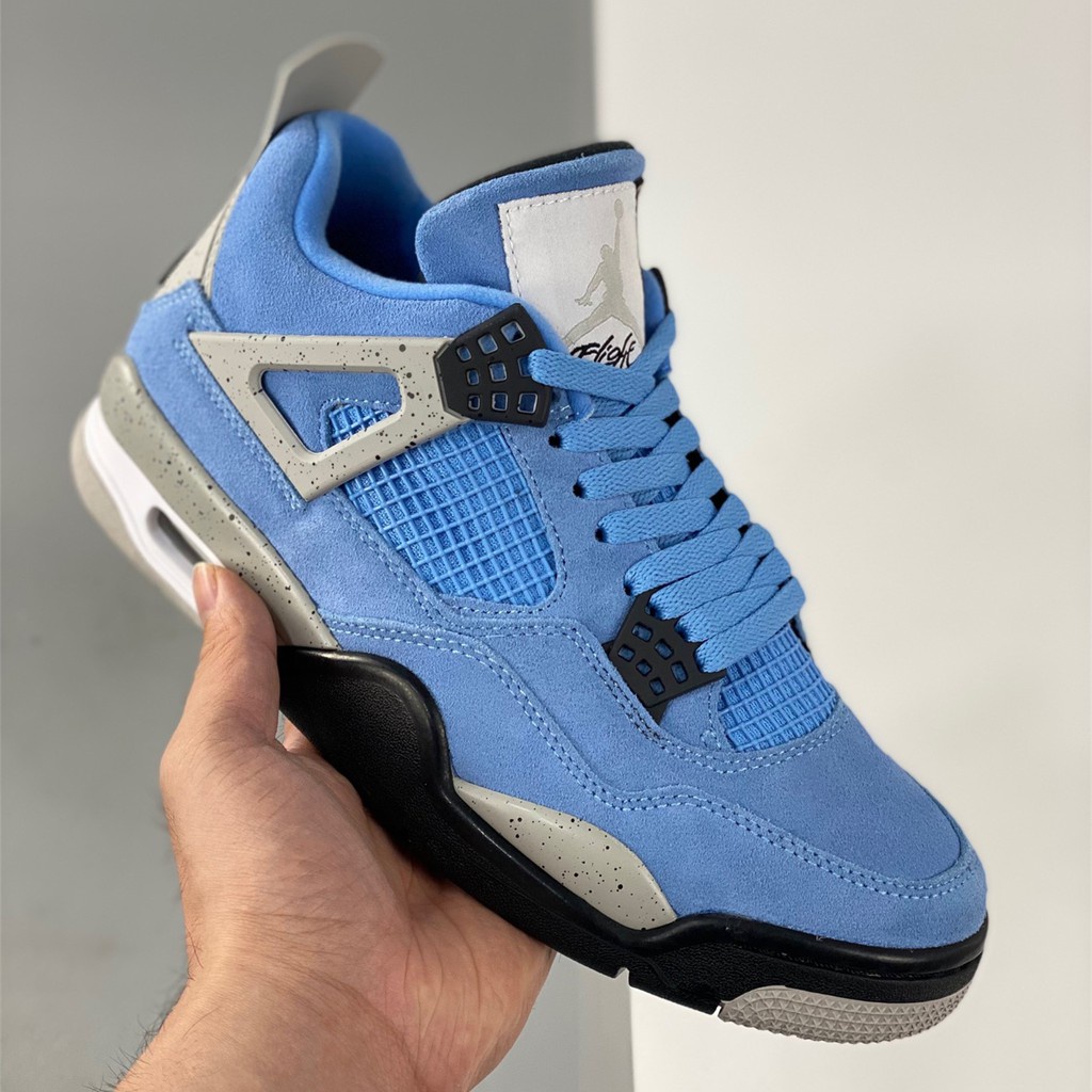 Air Jordan 4 Retro Universidade Sapatos De Basquetebol Azul AJ4 Pacote ...