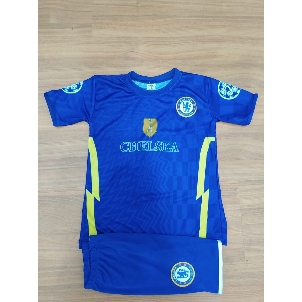 Kit Conjunto Uniforme Infantil Chelsea Lançamento | Shopee Brasil