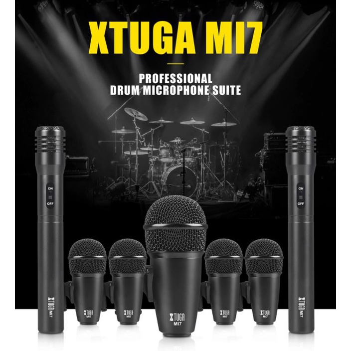 Kit Microfones Bateria Xtuga 7 Pçs Ideal Para Home Studio Igreja ...