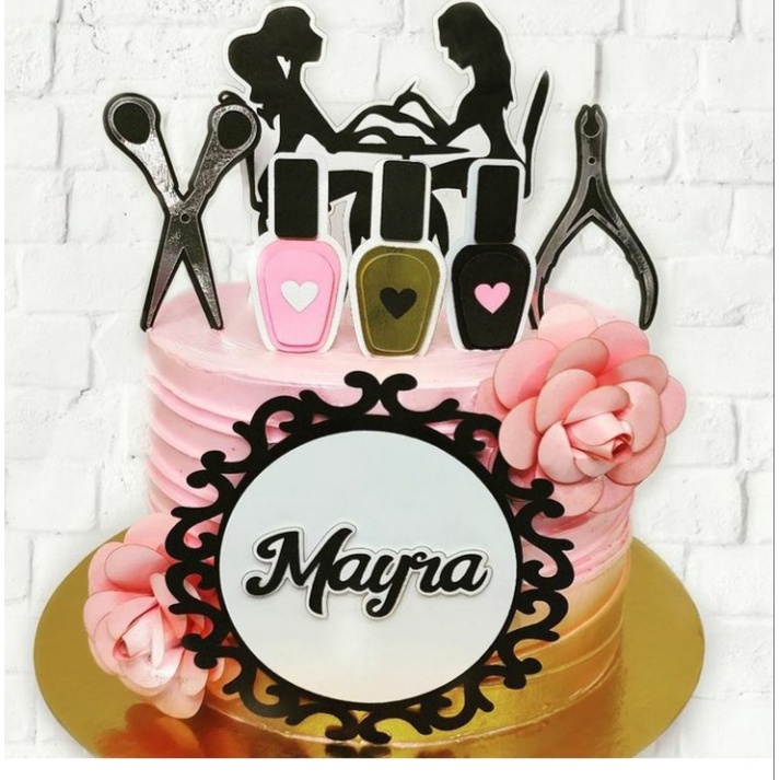 Topo de Bolo Manicure personalizado | Shopee Brasil