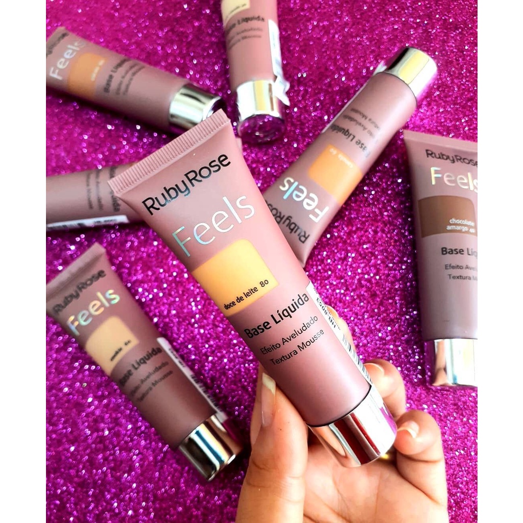 Base Líquida Feels Efeito Aveludado Textura Mousse HB8053 Grupo 2 Ruby Rose | Shopee Brasil