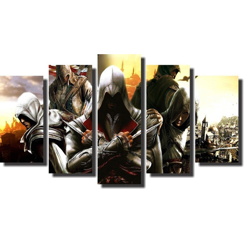 Kit Quadro 5 Peças Personalizado Assassins Creed Video Game Kmn12051