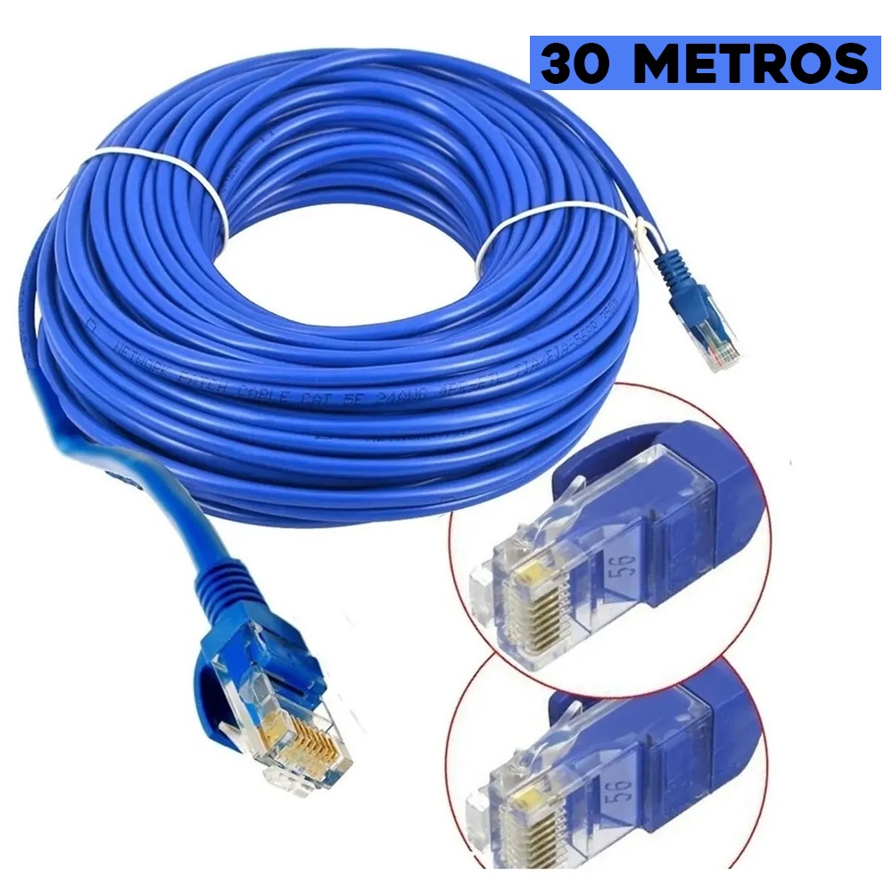 Cabo De Rede 30 Metros RJ45 Fio Internet Grande Longo Montado Pronto ...