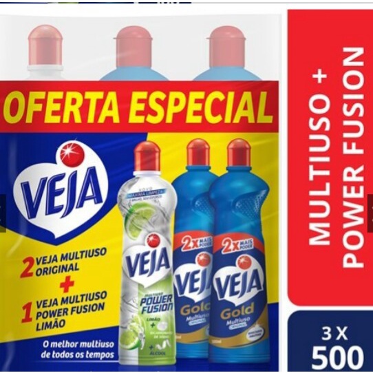 Kit 2 veja multiuso + 1 Power fusion 500ml | Shopee Brasil