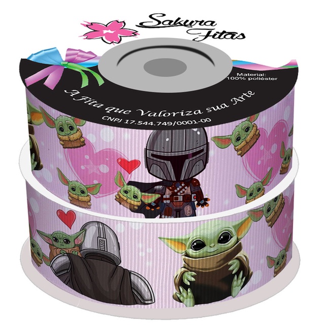 Fita Gorgurão Estampada Personagens 38mm Baby Yoda Frozen Princesas ...