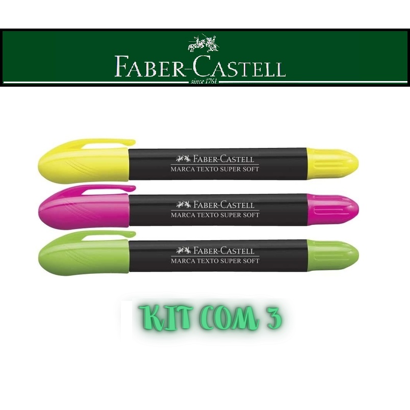 KIT MARCA TEXTO EM GEL SUPER SOFT FABER CASTELL - 3 UNIDADES | Shopee ...