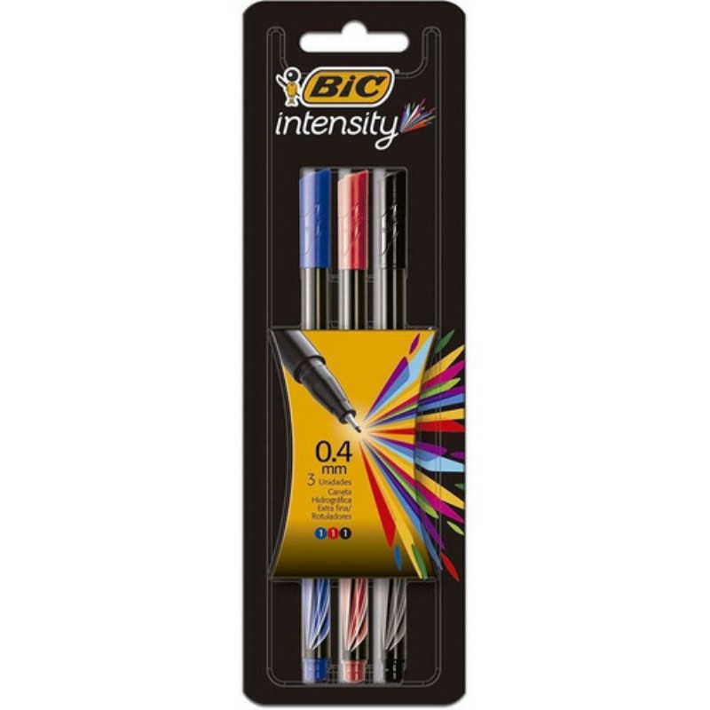 Caneta Canetinha Hidrográfica Bic intensity 0,4mm kit c/3 extra fina ...
