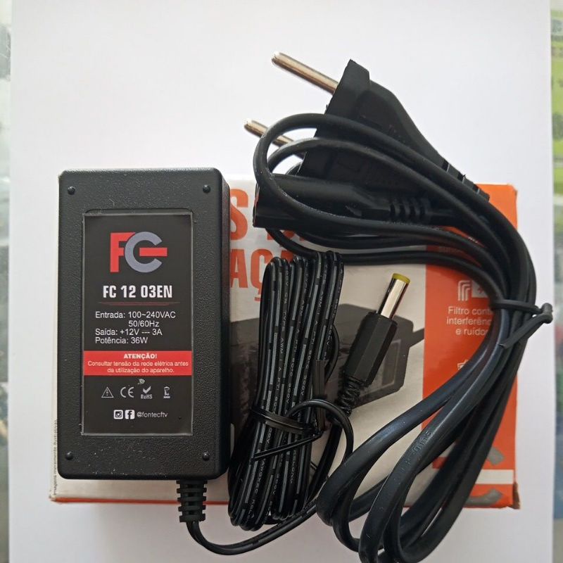 Fonte de Alimentação 12V 3A FC | Shopee Brasil