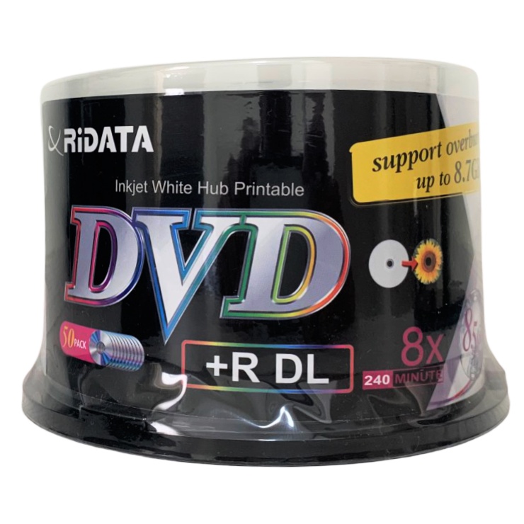 50 Unidade Dvd+r Dl Ridata Printable Dual Layer 8.5gb Ritek - Faz a Boa!