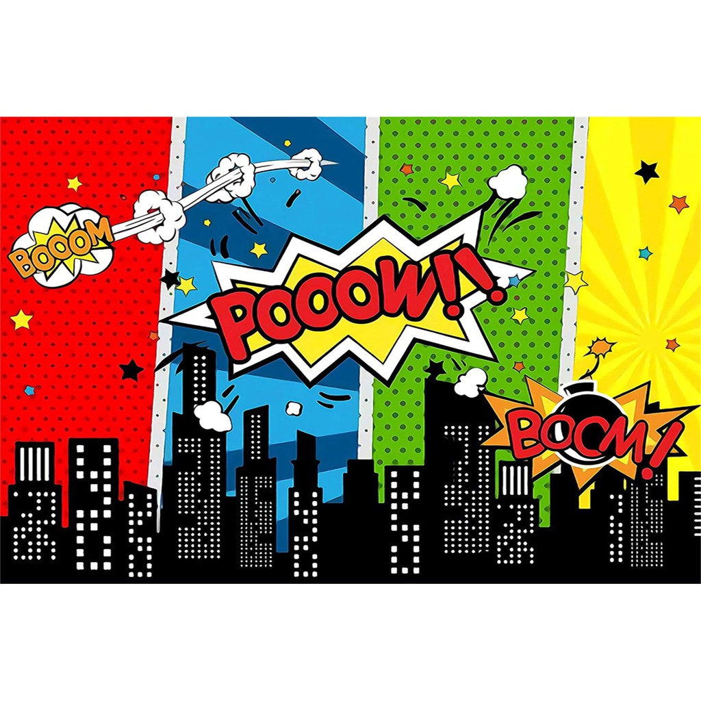 Painel Lona Gigante Desenho Cidade Prdios Super Heris Cute Marvel