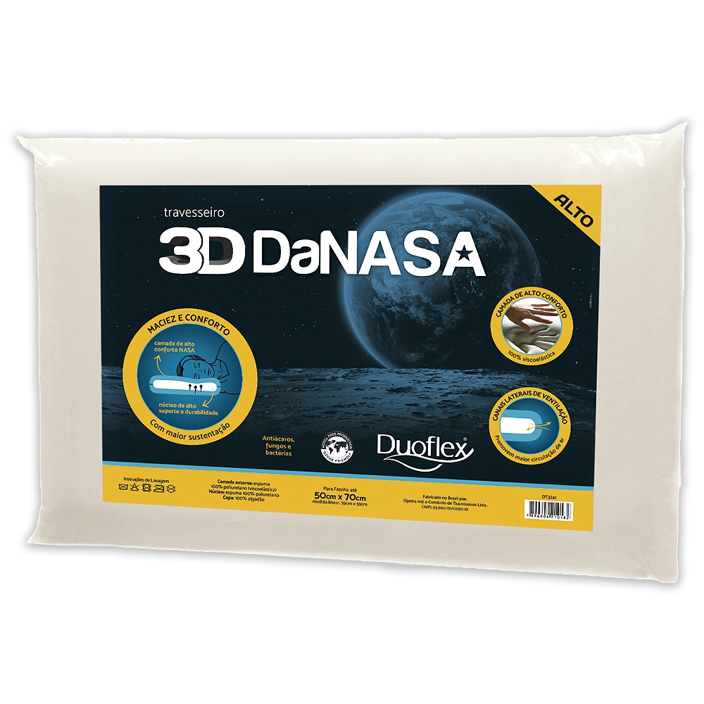 Travesseiro 3D Da Nasa Alto Macio Viscoelástico altura 13cm Duoflex ... Travesseiro 3D Da Nasa Alto Macio Viscoelástico altura 13cm Duoflex ...