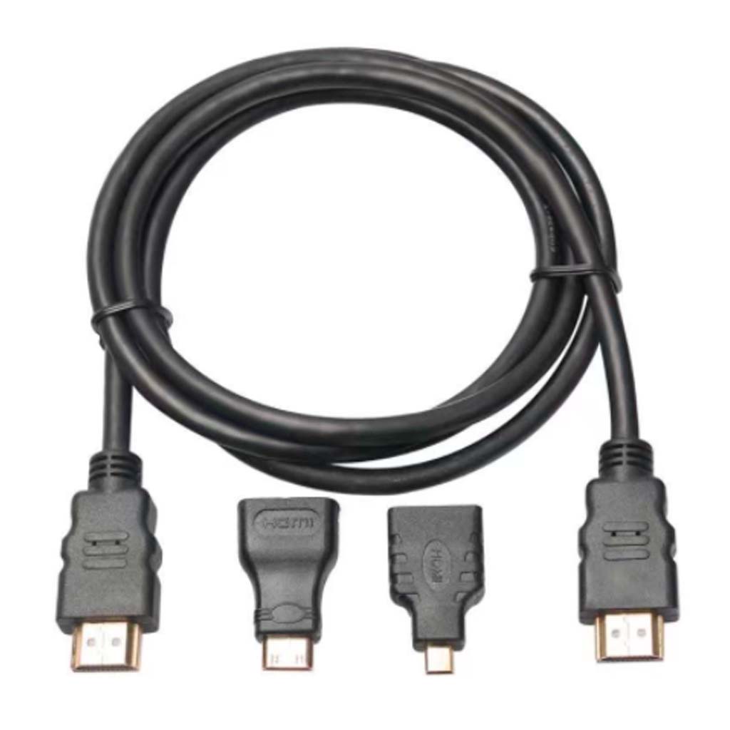 Cabo hdmi 3 em 1 micro e mini 1.5m adaptador 3 pontas 1080p | Shopee Brasil